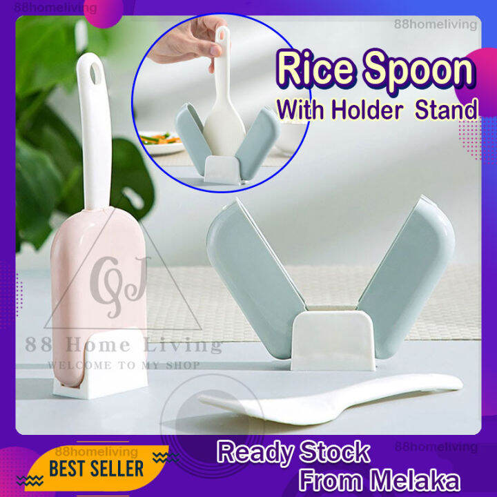 Portable Rice Spoon Holder Stand Tool Kitchen Suction Cooker Scoop Rack Handy Automatic Open ...