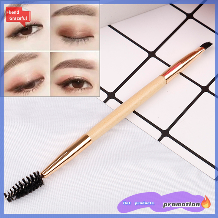 Fkend แปรงคิ้วคู่ด้ามไม้ไผ่ Peralatan Rias สำหรับมืออาชีพ + หวีคิ้ว | Lazada.co.th