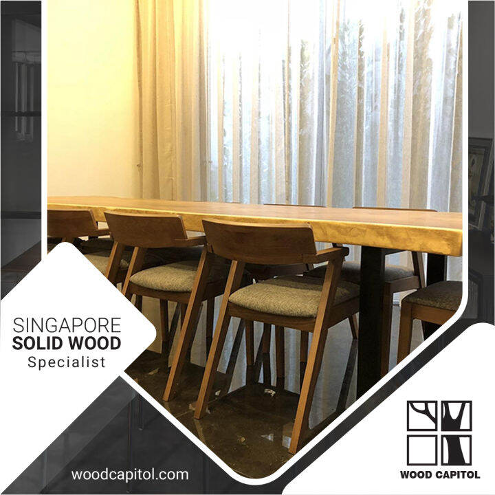 Wood Capitol Natural Solid Suar Wood Dining Table | Lazada Singapore