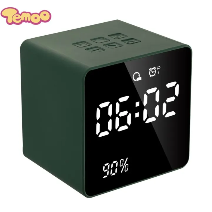 Temoo LED กระจกนาฬิกาปลุกที่มีหรี่เลื่อนเสียงพร้อมรับคำ,แทรกบัตร,วิทยุ,ฟังก์ชั่นการโทรฟังก์ชั่น ...