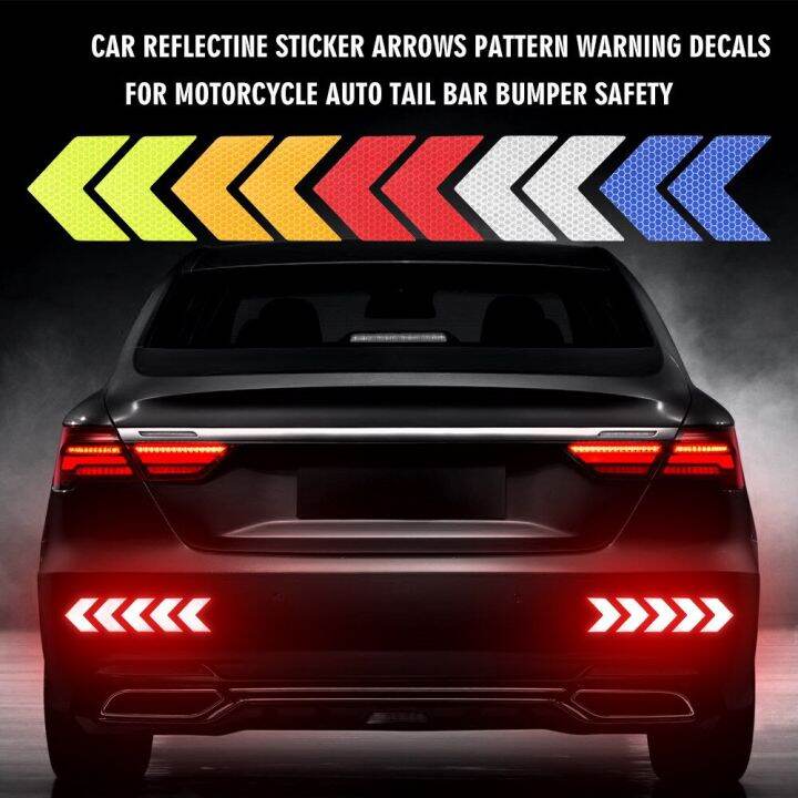 10Pcs Car Reflective Arrow Sign Tape Safety Warning Sticker For Car ...