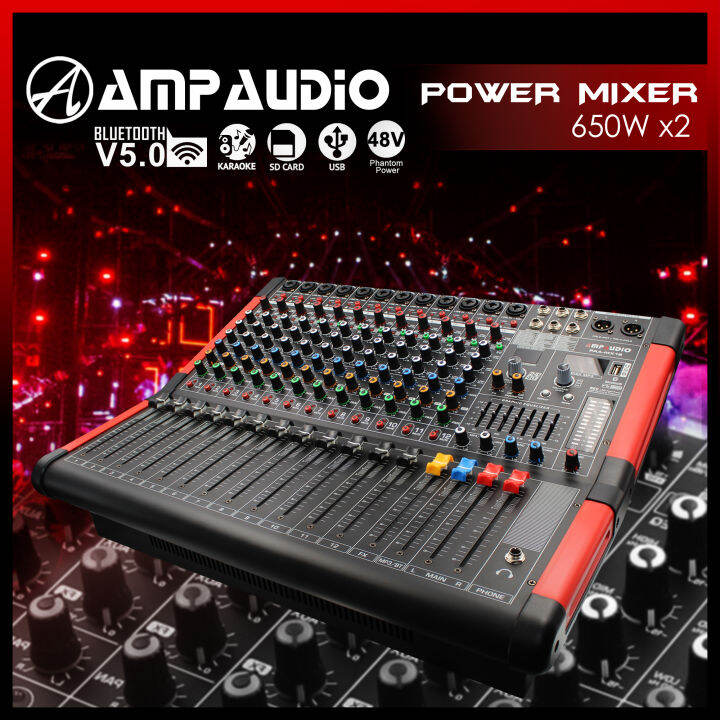 AmpAudio Powered Mixer 8/12Ch 600Wx2 Karaoke professional Multifunction ...