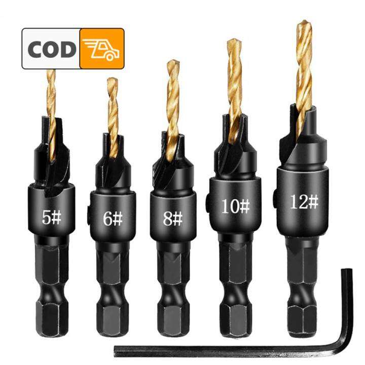 Mata Bor Countersink Set 5 Pcs Kayu Aluminium Plastik Plat Multifungsi ...