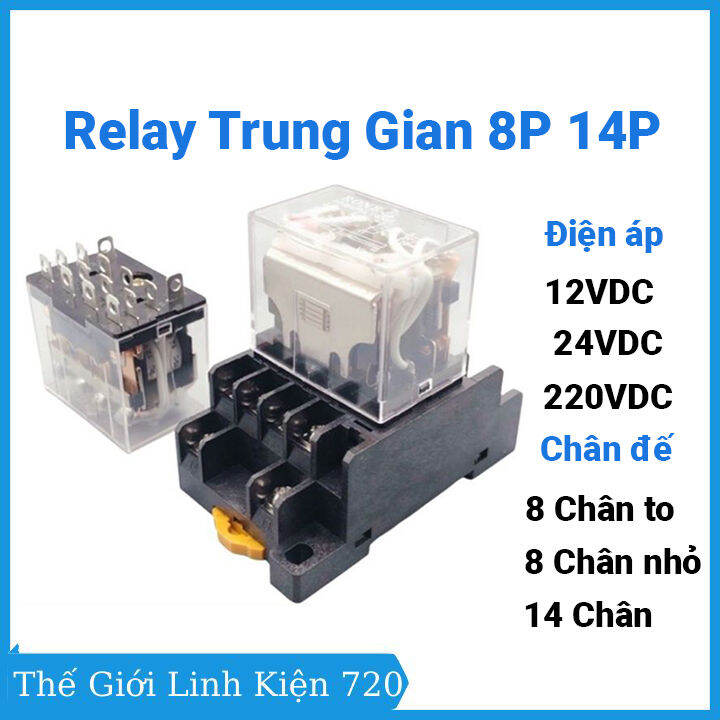 Relay trung gian 8 chân 14 chân, rơ le MY4N LY2N 220V 24VDC 12VDC | Lazada.vn