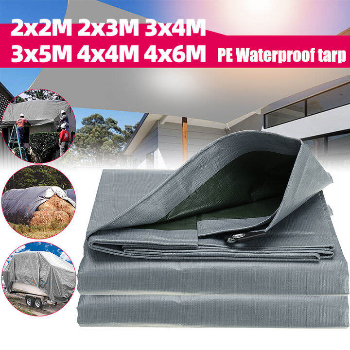 Waterproof Tarp Thicker Slan Sunscreen Silver Sun Shade Net Rain Tarp Canopy 100% Double-Sided ...