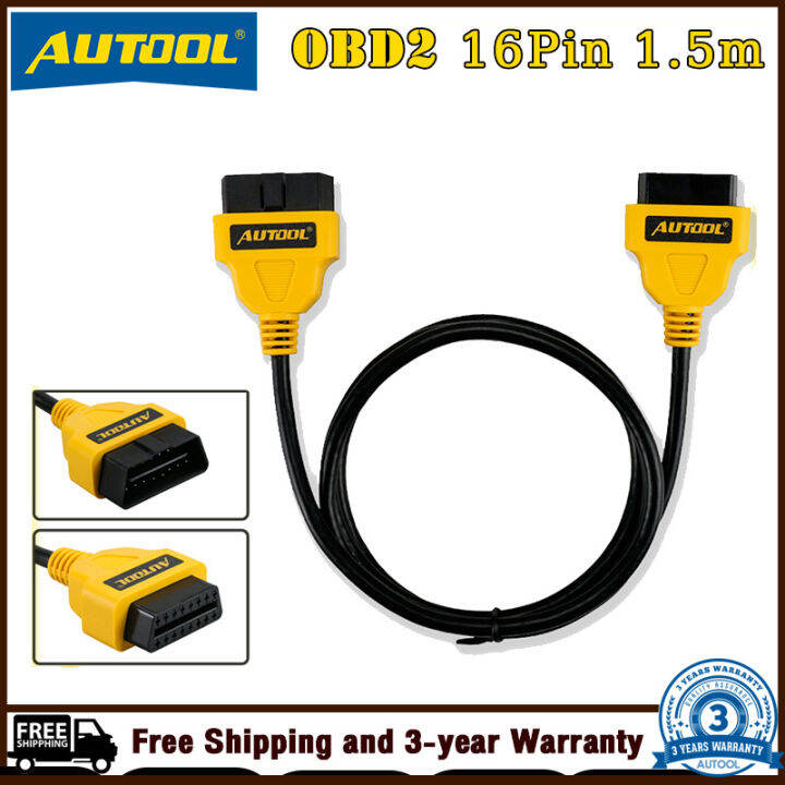 AUTOOL 1.5m 16Pin Car OBD Extension Cable, Automobile OBD2 Connect ...