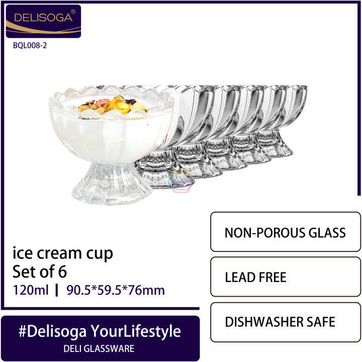 Deli Delisoga ️ 120ml Glassware Small Transparent Ice Cream Cup Glass ...