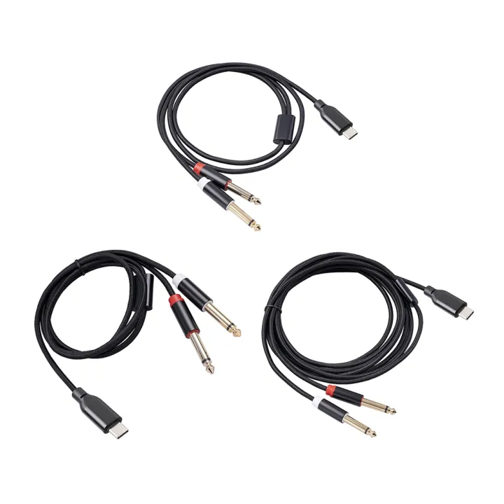 {hot} 3708 Type C Male Output to Dual 6.35 Jack Input Audio Cable Y ...