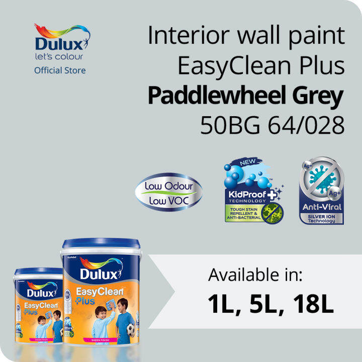 Dulux EasyClean Plus - Paddlewheel Grey (50BG 64/028) (Anti-Viral ...