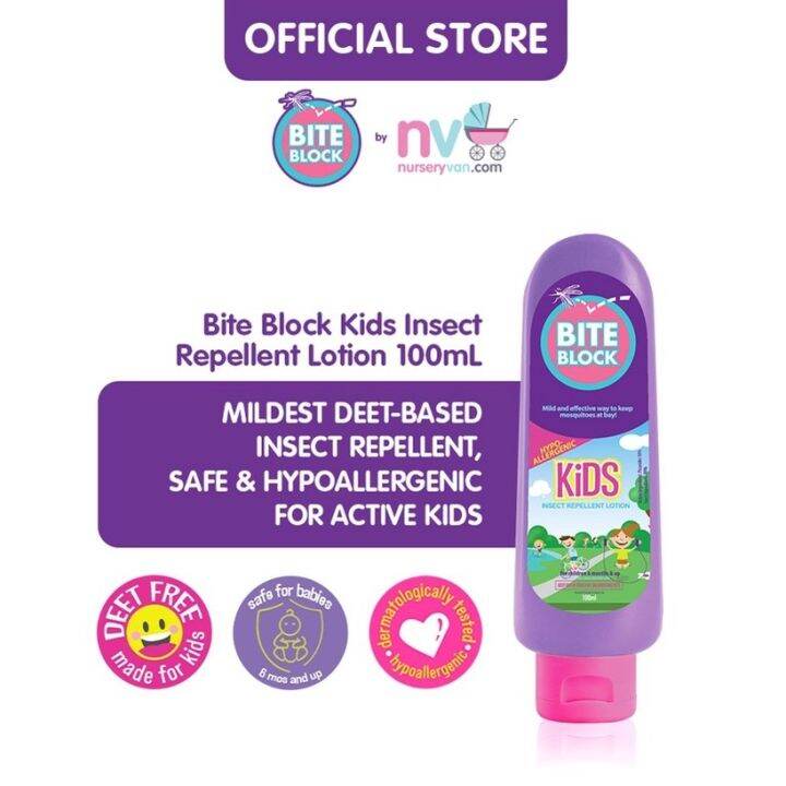 Bite Block Kids Insect Repellent Lotion 100mL. DEET-free ...