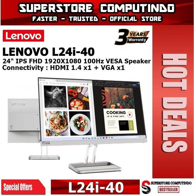 Monitor LED LENOVO L24i-40 24" IPS 1080p 100Hz VGA HDMI Speaker VESA ...