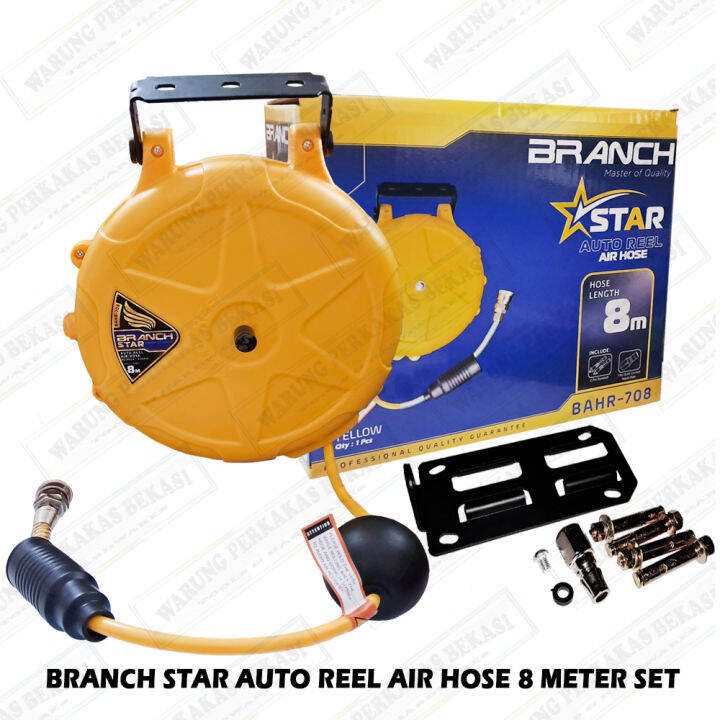Good Quality BRANCH STAR 5x8mm 8 Meter Alat Bengkel Air Hose Reel Selang Angin Roll Tarik ...