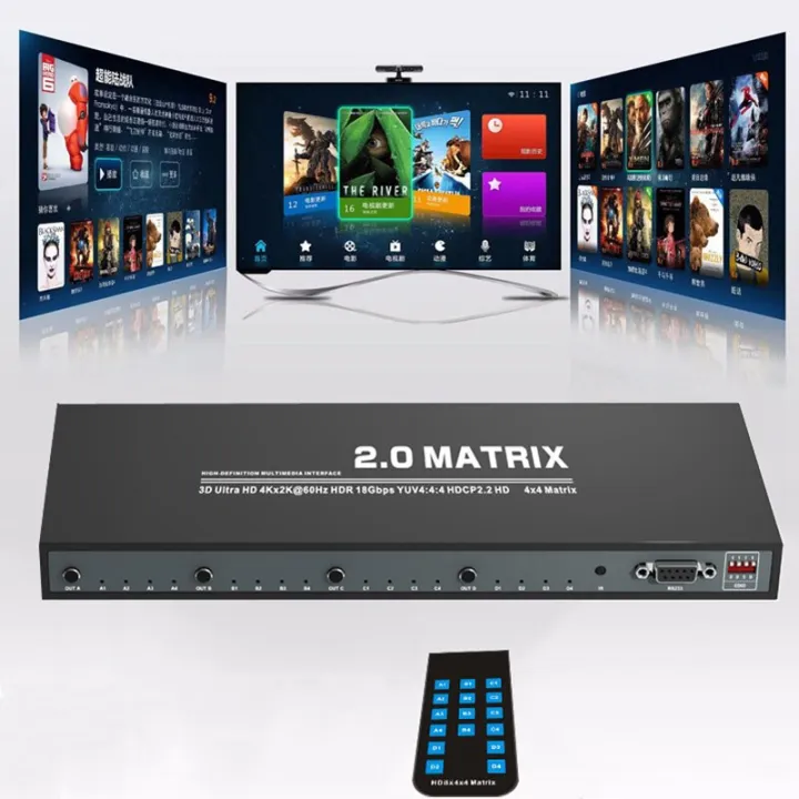 4K 60Hz HDMI-compatible 4x4 3x3 2x2 Matrix Switch Splitter 4 In 4 Out ...