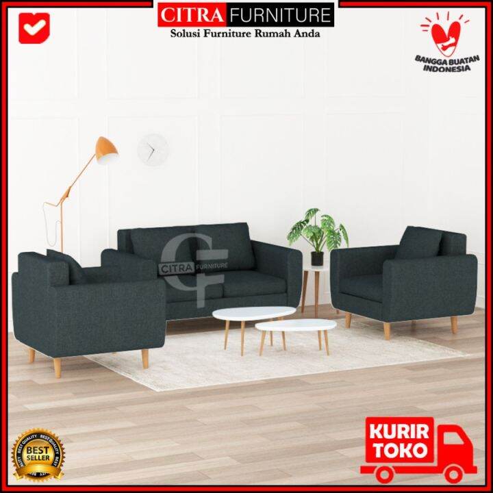 Sofa Minimalis 211 Dudukan Seater RetroScandinavianVintageOnyx | Lazada ...