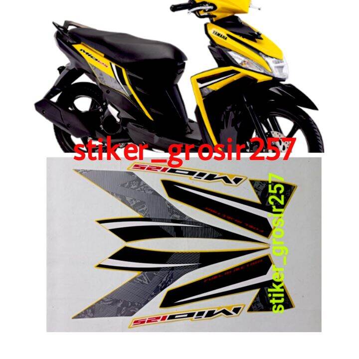 STRIPING STICKER LIS LES BODY YAMAHA MIO M3 125 2018 2019 WARNA KUNING ...