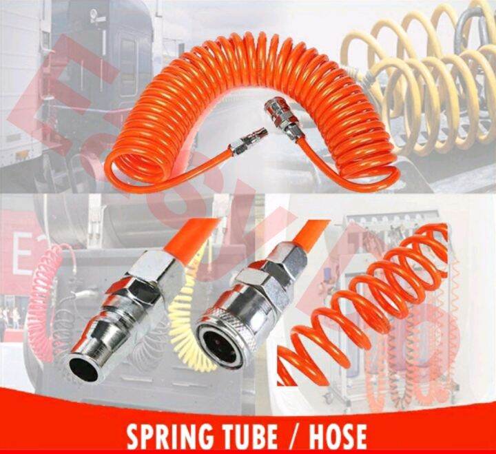 8MM x 5MM FLEXIBLE PU RECOIL HOSE SPRING TUBE FOR COMPRESSOR AIR TOOL ...