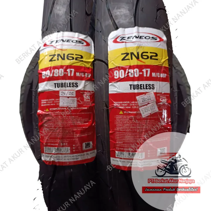 Zeneos ZN62 80/80 dan 90/80-17 Ban Motor Tubeless BONUS Pentil | Lazada Indonesia