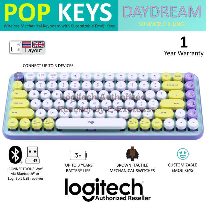 Logitech POP KEYS Mechanical Wireless Keyboard (Daydream Mint ...