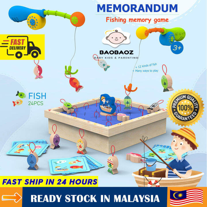 Memorandum Fishing Memory Game Wooden Motor Skill Education Toys for ...