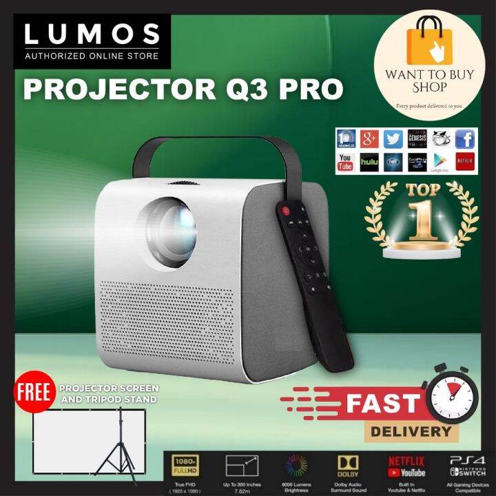 Lumos Projector Q3 Pro 4K UHD Built-in Android OS Portable | Lazada PH
