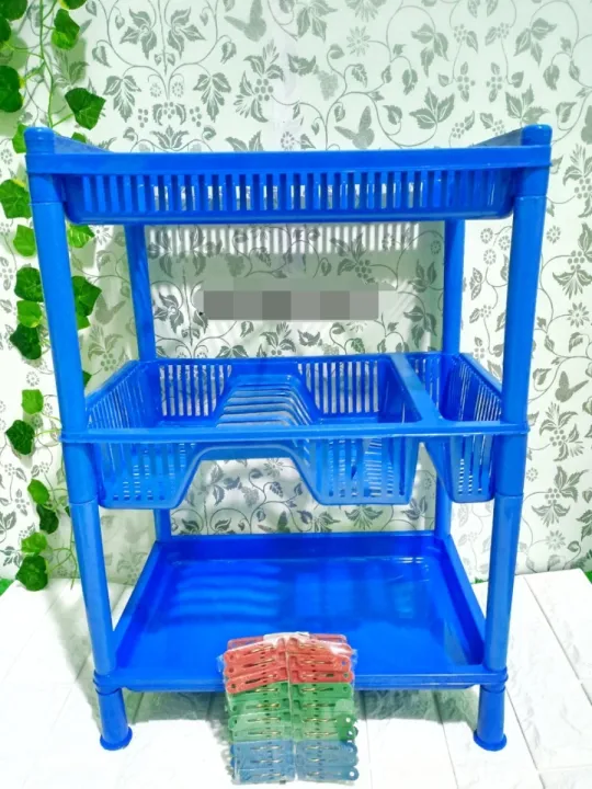 RAK PLASTIK SUSUN 3 TINGKAT LENGKAP DENGAN BAKI GELAS DAN RAK SUSUN ...