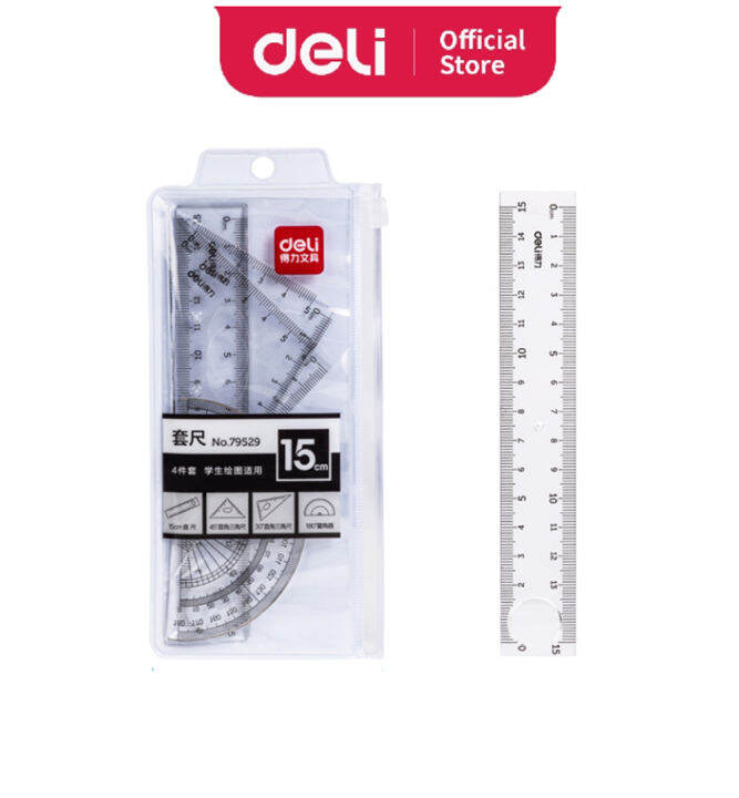 Deli Ruler Set Black Clear Graduation 4 Pieces Suit (15cm) 79529 | Lazada