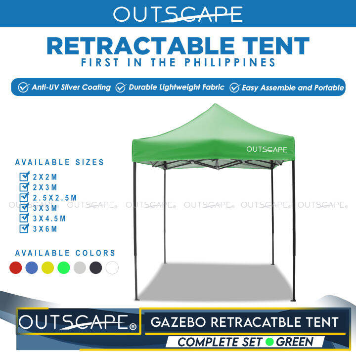 OUTSCAPE Retractable Tent 3x3 Meter (COMPLETE SET) Anti-UV Silver ...
