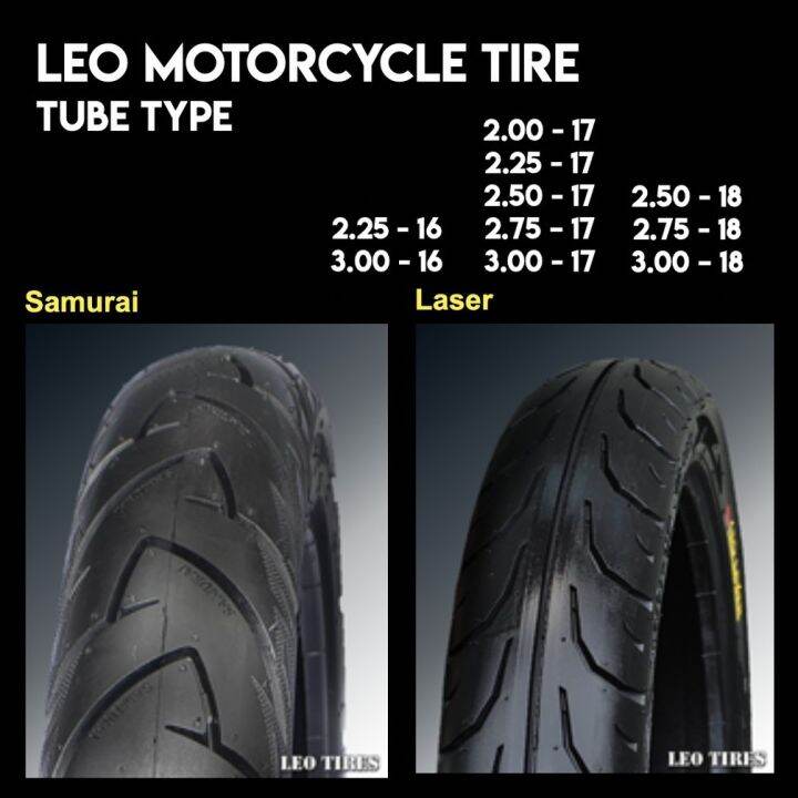 Leo Motorcycle Tire Exterior Samurai/ Laser Tube Type (16 17 18 ...