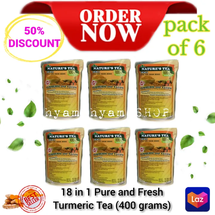 Pack of 6 - Nature's Tea 400 grams Turmeric Tea 18 in 1 Powder Tea Best ...