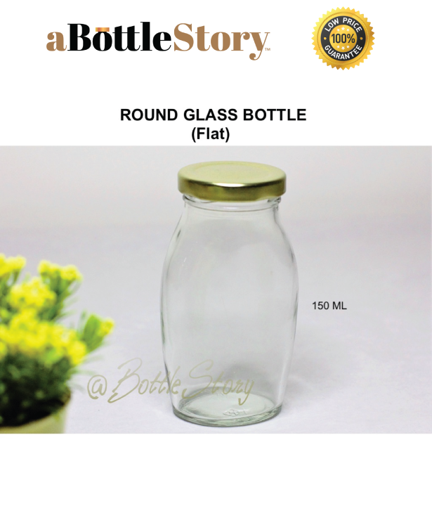[12pcs] ROUND GLASS BOTTLE (Flat) | Air Tight Glass Bottle Storage ...