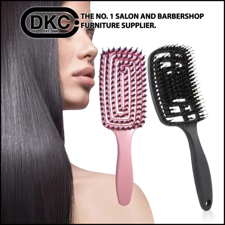 DKC Square Paddle Nylon Brush with Boar Bristles for Salon and ...