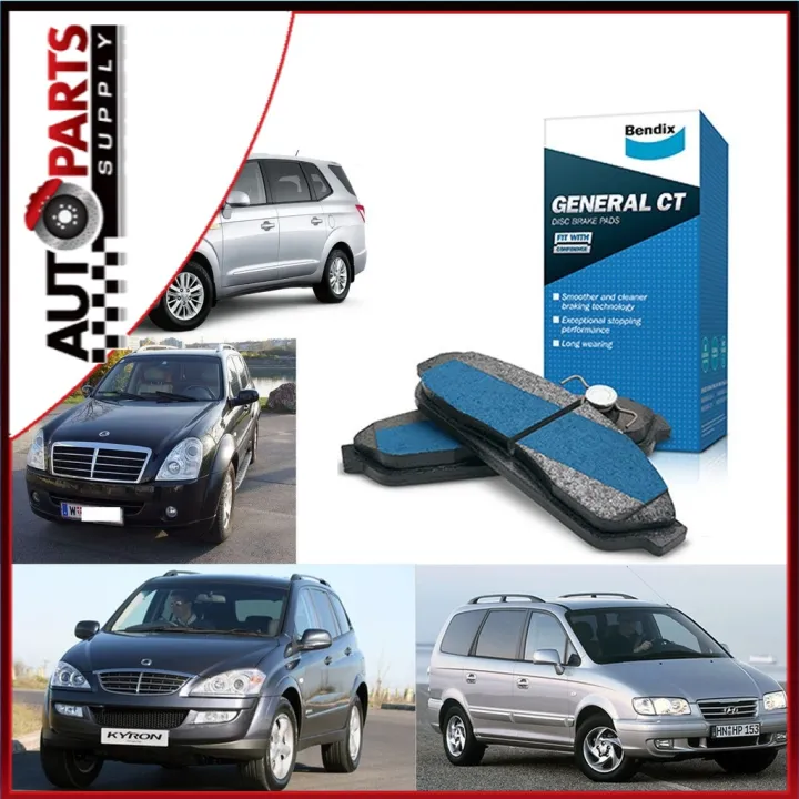 BENDIX FRONT BRAKE PADS HYUNDAI TRAJET SSANGYONG REXTON 2.7 STAVIC KYRON GENERAL CT (DB1450GCT ...