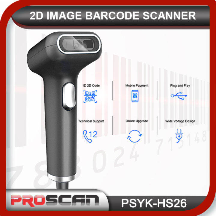 PROSCAN YK-HS26 Wired USB Barcode Scanner 1D/ 2D / QR Codes | Lazada PH