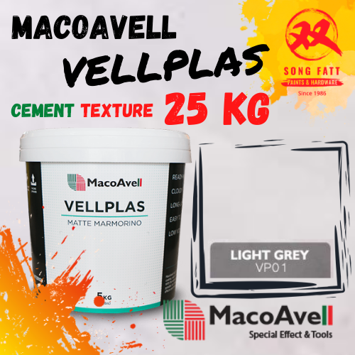 MacoAvell Vellplas (VP01 Light Grey) 25KG Matte Marmorino (Song Fatt ...