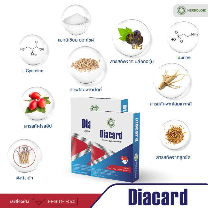 Diacard:HERBOLOIDอาหารเสริมบำรุงหัวใจ 4แถม1 กล่อง | Lazada.co.th