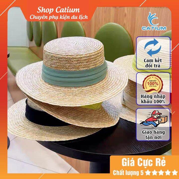 Nón lát đi biển tiệm Catium mang đi biển, đai nón có đủ các màu, giao ...