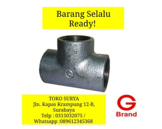 Tee Besi 3/4" Tee 3/4" Besi Sambungan Pipa Besi Tee 3/4" Galvanis ...