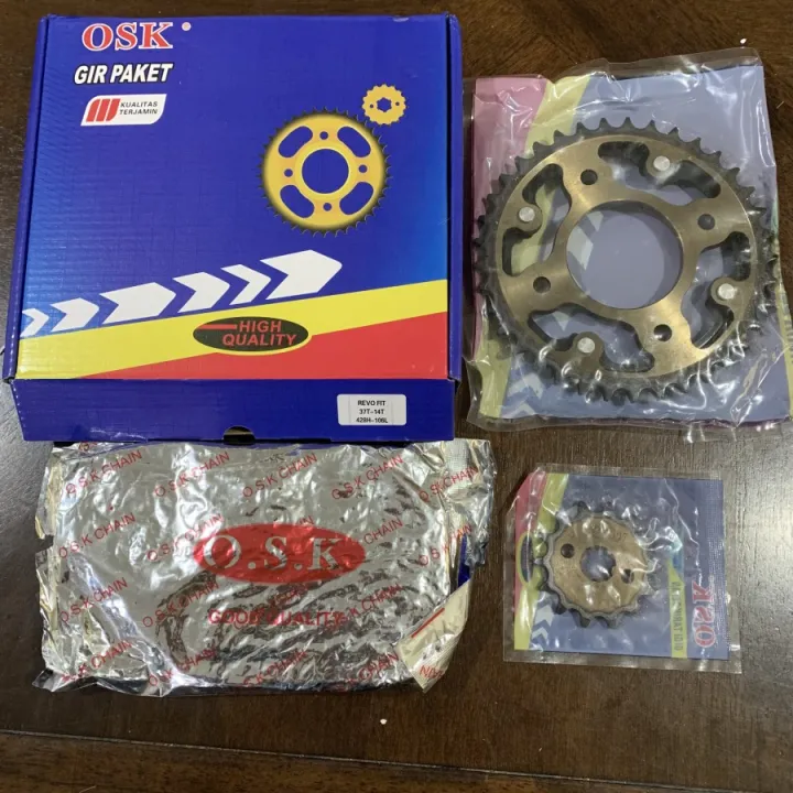 OSK REVO FIT GEARSET 37T 14T 428H 106L BLADE NEW 110 FI F1 BARU RANTAI PAKET GIR GEAR SET RANTE ...