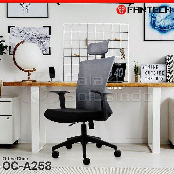 Fantech OCA258 Office Chair - Kursi Kantor Jaring Grey | Lazada Indonesia
