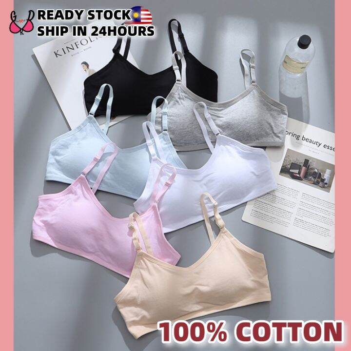 【GDR】Wirefree Bra Push Up Soft Full Cotton Wireless Seamless Teenager Bra Girl Training Bra Non ...