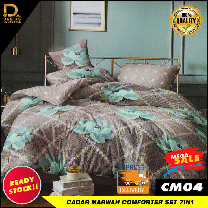 Cadar Marwah Collection Comforter Set 7 in 1 Fine Fabric 100% Ready ...