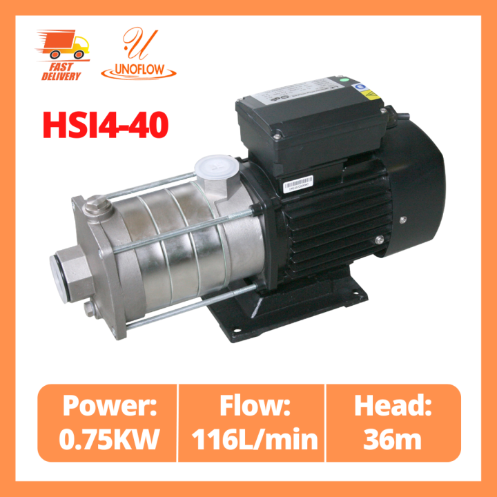 UNOFLOW HSi4-40 1¼” x 1″ 1HP 240V Multistage Stainless Steel Pump Horizontal | Lazada