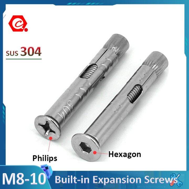 1Pcs M6 M8 M10 Hex Socket/Phillips Flat Head Built-in Expansion Screws ...