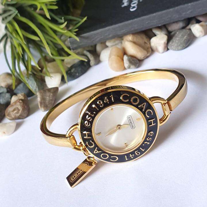 Coach 14501242 Phoebe Quartz Signature Brand Black Bezel Gold Dial Gold ...