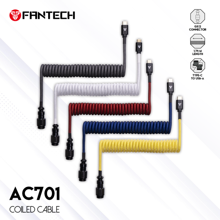 Fantech Coiled Cable AC701 GX12 Aviator Detachable Connector 1.75M ...