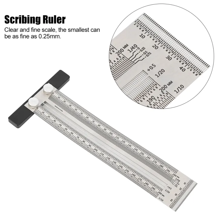 200Mm Carpenter Scribing Line Rule T-Type Hole Ruler Marking T-Rule For ...