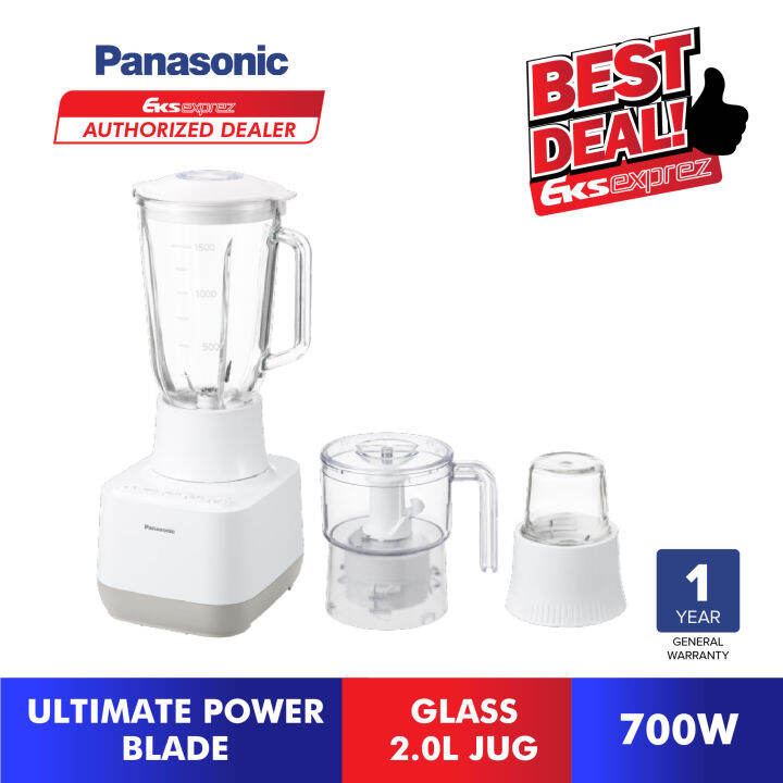 Panasonic 700W Glass Jug Blender (2.0L) MX-MG53C1CSK with Chopper ...