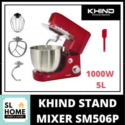 KHIND STAND MIXER SM506P 1000W 5L STAINLESS STEEL MIXING BOWL | Lazada