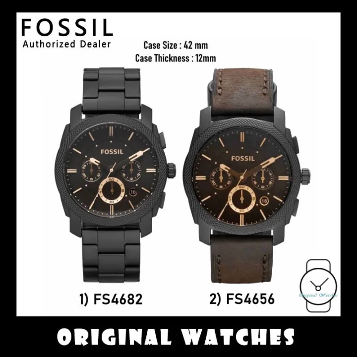 พร้อมสต็อก ! Original Fossil Mid-Size Chronograph Brown Leather Watch 42mm FS4656 FS4682 ...