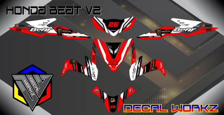 HONDA BEAT V2 STICKER DECALS l RED | Lazada PH
